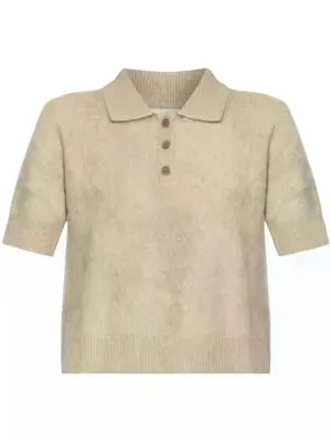 LISA YANG Carolyn Buttoned Collared Polo Top