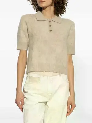 LISA YANG Carolyn Buttoned Collared Polo Top