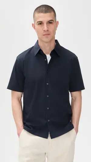Theory Structure Knit Irving Short Sleeve Shirt