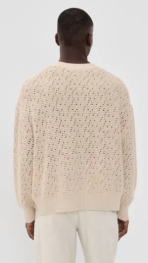 FRAME Long Sleeve Crochet Sweater