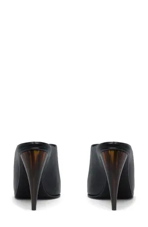 Alexander McQueen Horn-shaped Heel Peep-toe Mules - Black