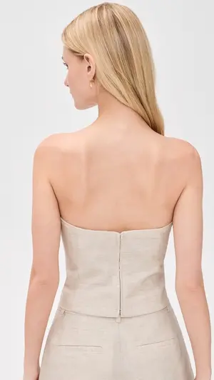 Good American Linen Blend Strapless Top