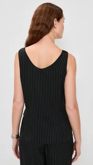 Theory Sleeveless Tie-detail Striped Tank Top - Black Multi