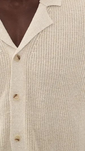 Onia Silk Linen Camp Shirt - Melange Taupe