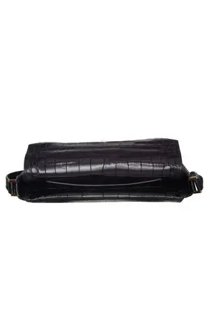 TOM FORD Small Aube Croc-embossed Leather Shoulder Bag - Black
