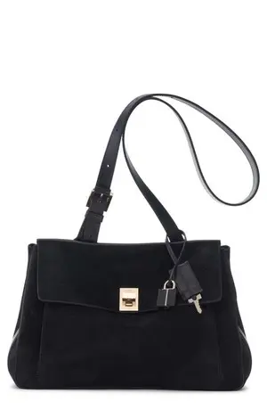 TOM FORD Medium Suede Besace Shoulder Bag - Black