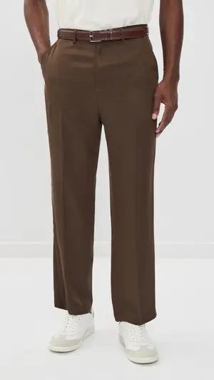 MALBON Straight Leg Twill Pants - Brown