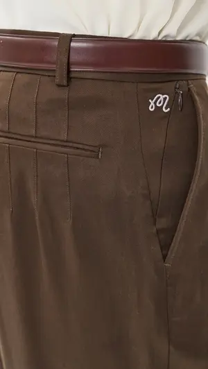 MALBON Straight Leg Twill Pants - Brown