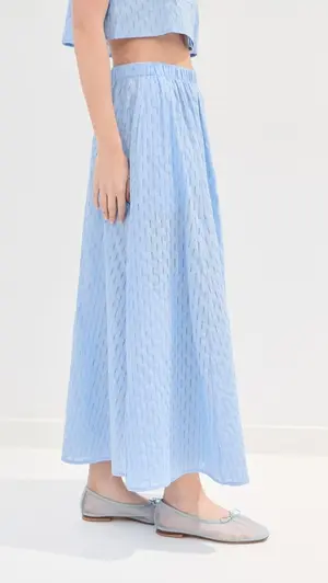 LE BOP Martha Eyelet Skirt - Blue