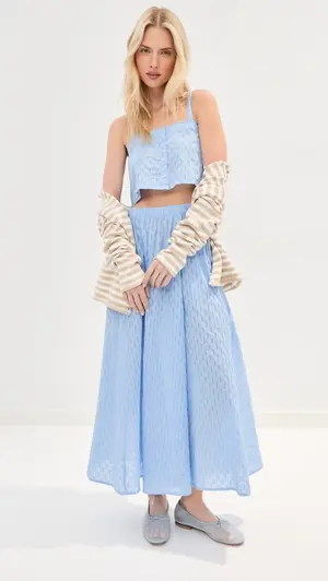 LE BOP Martha Eyelet Skirt - Blue