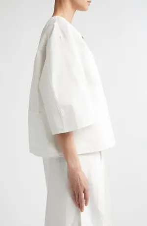 JIL SANDER Darted Sleeve Cotton & Silk Poplin Zip Jacket