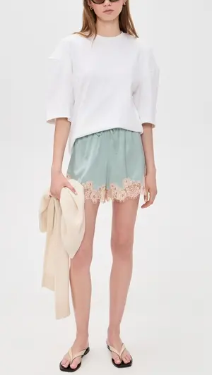 FLEUR DU MAL Juliet Lace Shorts - Frosted Mint