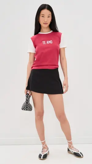 LISA SAYS GAH Ribbed Stretch Jersey Skort - Black