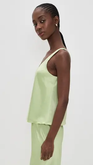 LA LIGNE Satin Scoop Neck Tank - Celadon