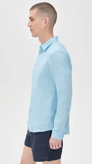 Orlebar Brown Giles Stitched Linen Shirt - Riviera