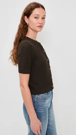 ALEX MILL Elle Linen Cotton Cardigan - Roasted Bean