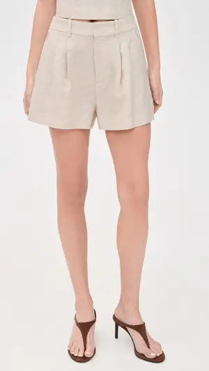 Good American Linen Blend Trouser Shorts