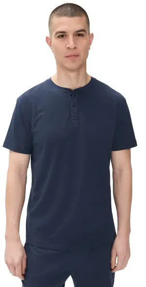 Lunya Slumberknit Henley Tee - Deep Blue