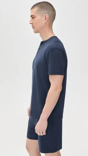 Lunya Slumberknit Henley Tee - Deep Blue