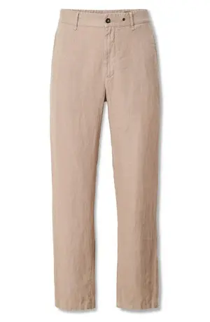 Rag & Bone Elastic Waist Linen Dress Pants - Beige