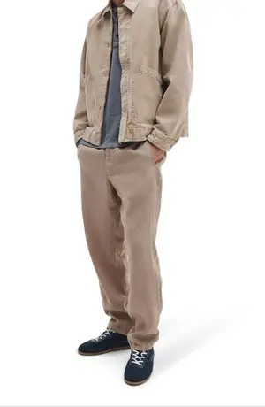 Rag & Bone Elastic Waist Linen Dress Pants - Beige