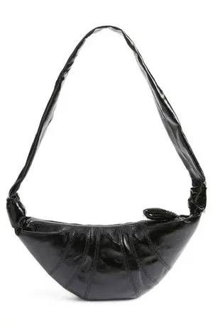 LEMAIRE Small Croissant Coated Cotton Crossbody Bag - Black