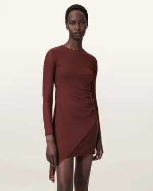 ALLSAINTS Riley Slim Fit Floral Mini Dress - Red