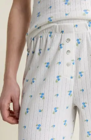 ETAM Katell Pointelle Cotton Pajama Pants - Ecru