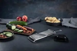 KUHN RIKON Essential Mandoline Slicer With Adjustable Stainless Steel Blade For Vegetables & Fruit