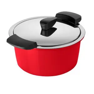 KUHN RIKON Hotpan Stainless Steel Cooking Pot With Insulated Bowl - Red
