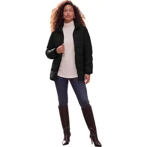 Roaman's Lightweight Quilted Zip-up Jacket - Black