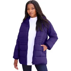 Roaman's Lightweight Quilted Zip-up Jacket - Midnight Violet