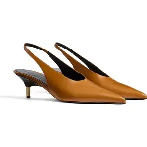 Khaite Bella Kitten Heel Slingback Pump - Cuoio