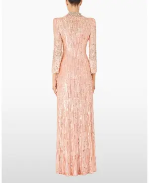 Jenny Packham Memphis Sequin-embellished Maxi Dress - Peach Fizz