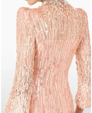 Jenny Packham Memphis Sequin-embellished Maxi Dress - Peach Fizz