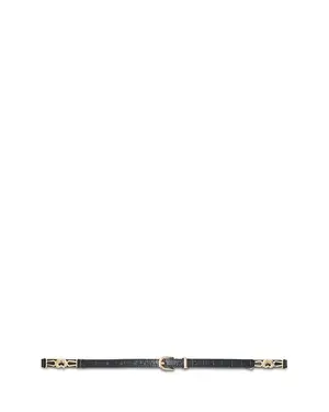 Maje Croc Embossed Leather Belt - Black