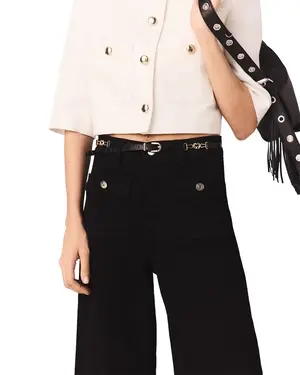 Maje Croc Embossed Leather Belt
