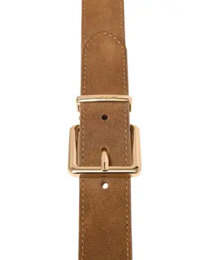 Maje Double Buckle Suede Belt - Camel