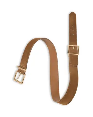 Maje Double Buckle Suede Belt - Camel