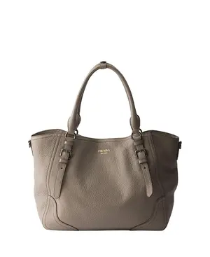 Prada Large Leather Tote - Grey