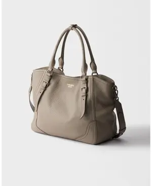 Prada Large Leather Tote - Grey