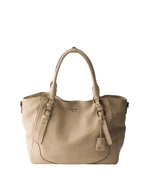 Prada Large Leather Tote - Neutral