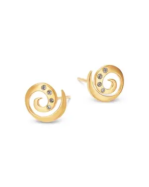 MOON & MEADOW 14k Yellow Diamond Swirl Shell Stud Earrings