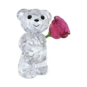 SWAROVSKI Kris Bear Collection A Rose With Love Crystal Figurine - White