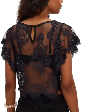 Free People Lunar Ash Lace Top - Black