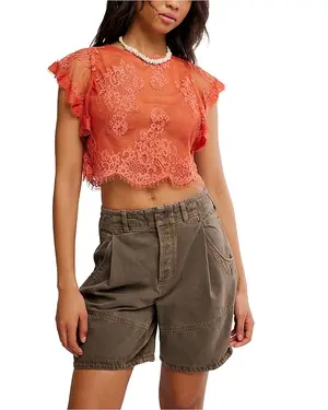 Free People Lunar Ash Lace Top - Sunset