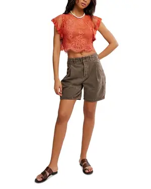 Free People Lunar Ash Lace Top - Sunset