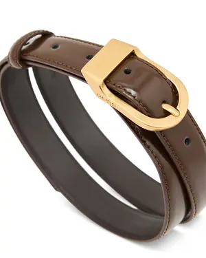 REISS Hazel Leather Belt - Chocolate