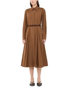 Long Sleeve Collared Day Dress with Removable Tie