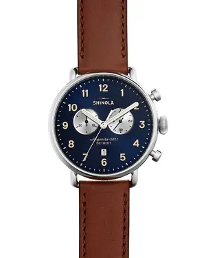 Shinola The Canfield Chronograph Watch, 43mm - Blue/brown